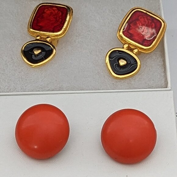 ROBERT ROSE EARRINGS | Jewelry | Robert Rose Gold Tone Dangle Earrings Cameo Clip On And Orange ...